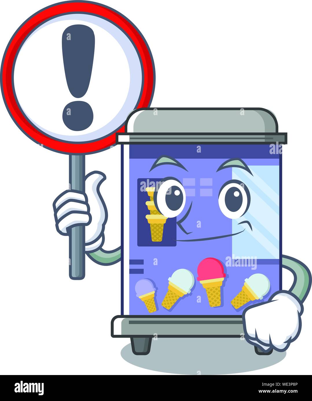 With sign ice cream vending machine cartoon formed character Stock ...