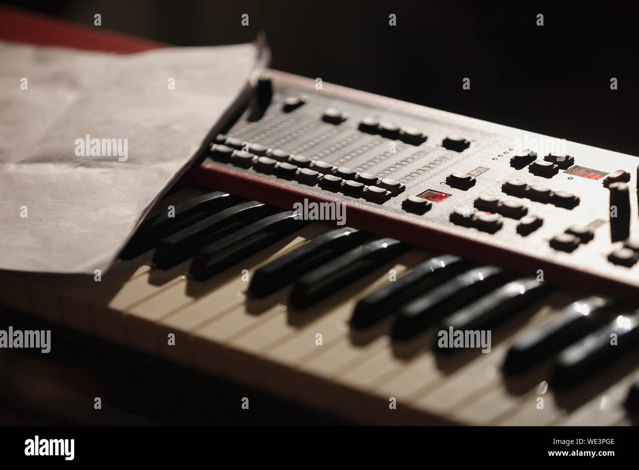 Classic piano keyboard with black and white keys.Digital synthesizer ...