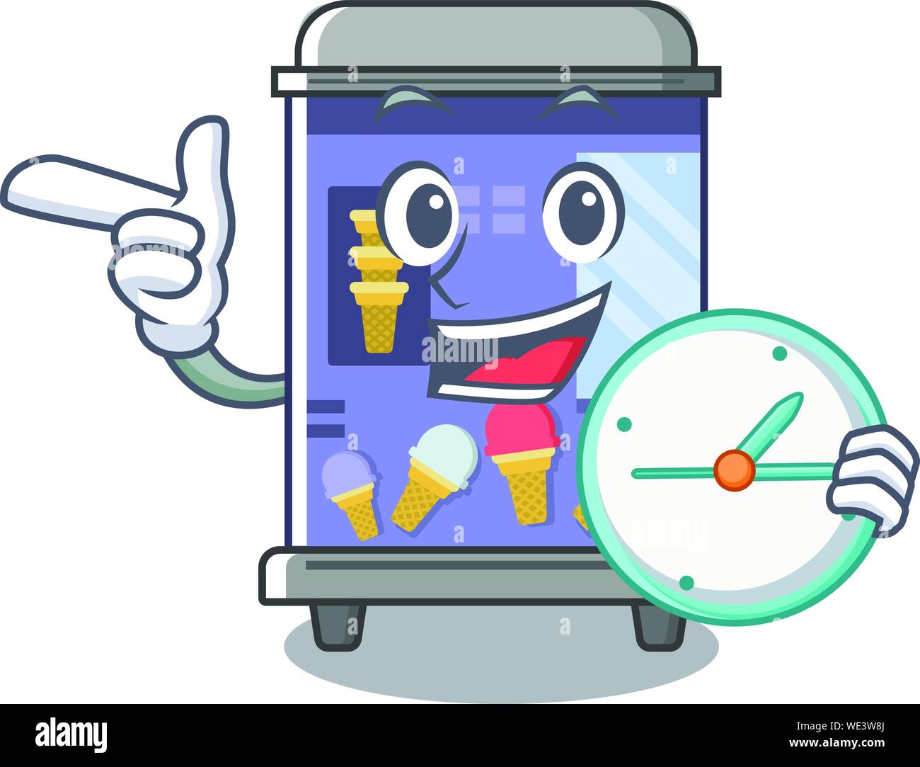 With clock ice cream vending machine isolated the cartoon Stock Vector ...