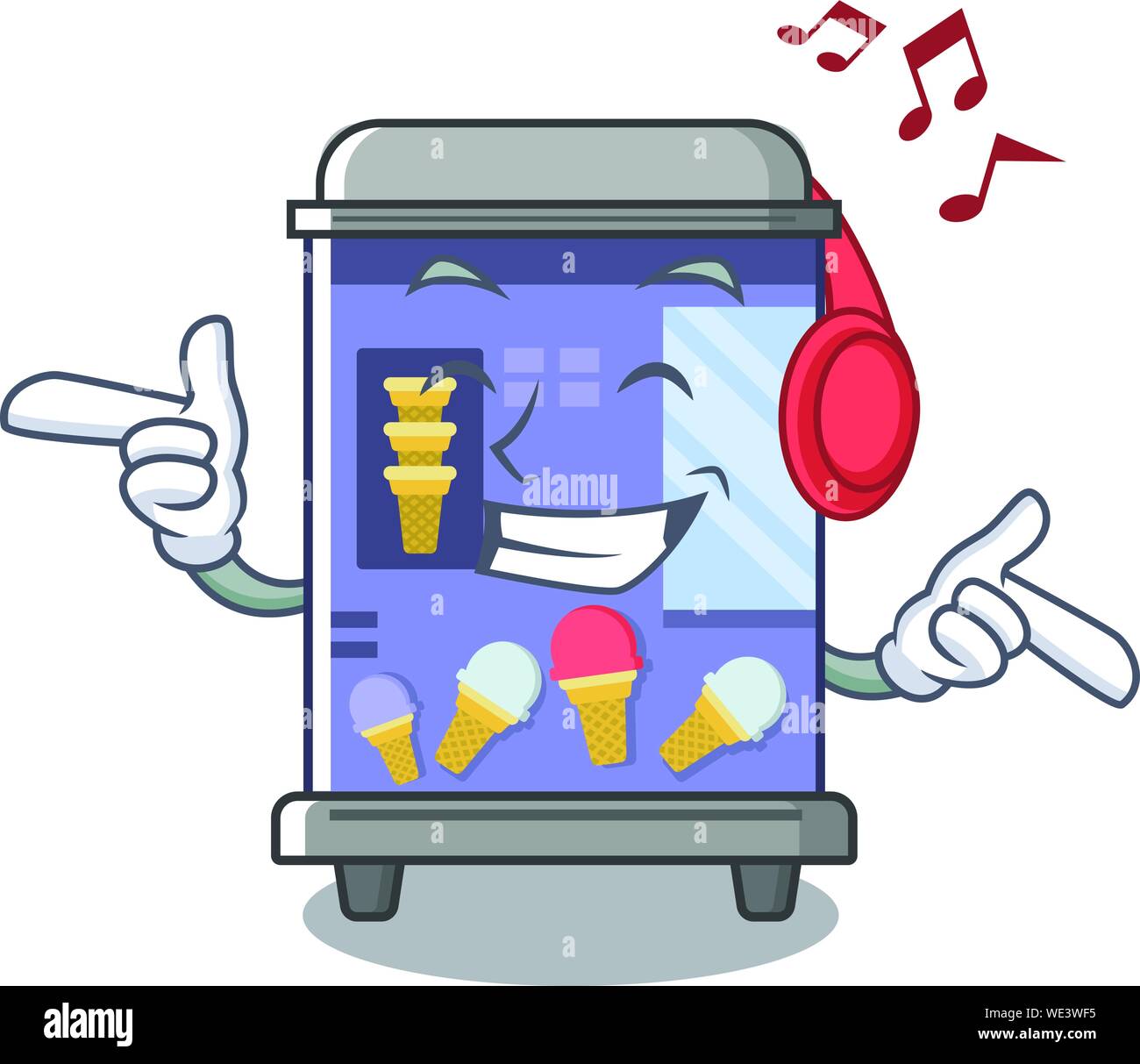 Listening music ice cream vending machine mascot shape Stock Vector ...