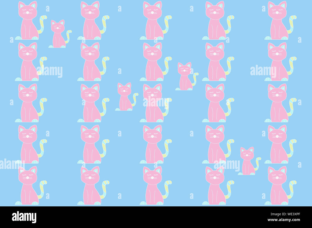 Simple pink cat pattern for kids fashion. Cute animal design on pastel ...