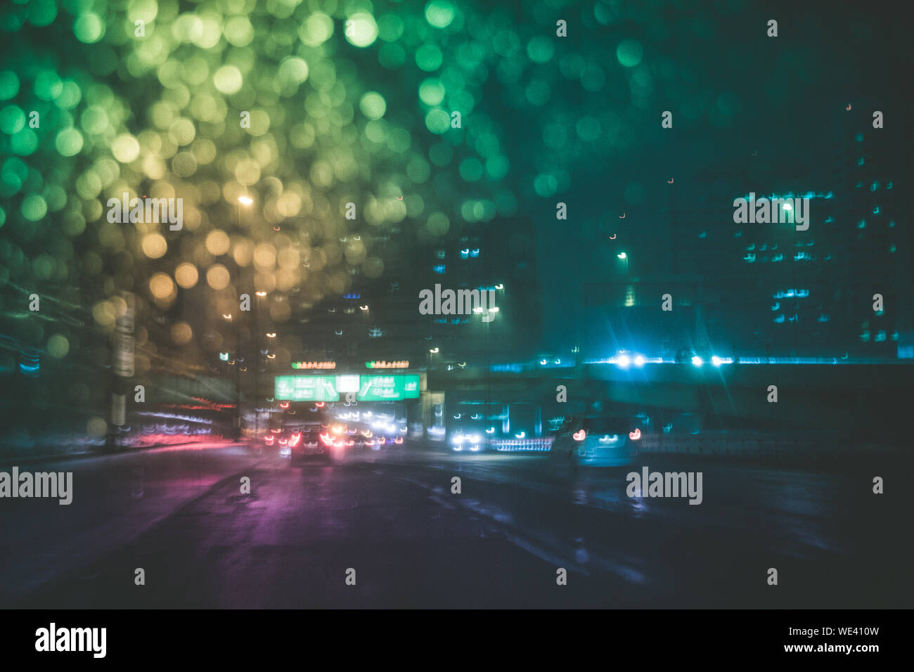 Rain windshield night hi-res stock photography and images - Alamy