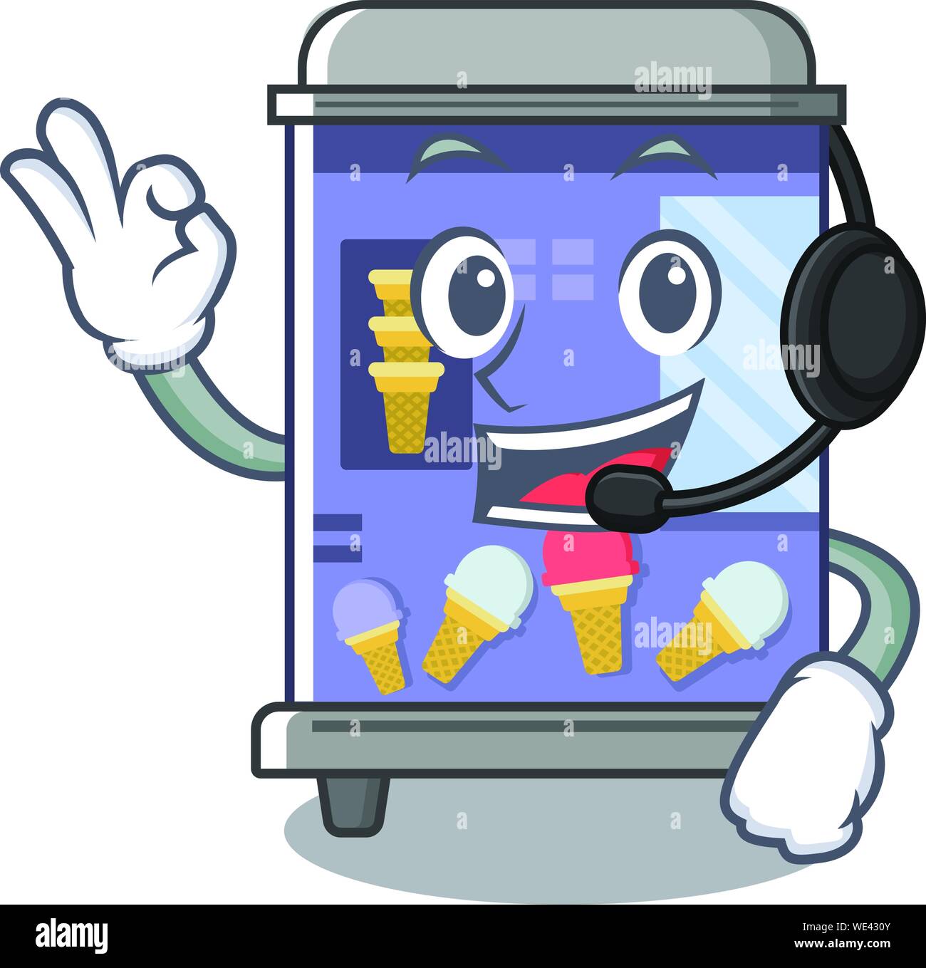 With headphone ice cream vending machine the a character Stock Vector ...