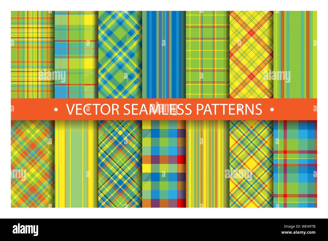 Set plaid pattern seamless. Tartan patterns fabric texture. Checkered ...