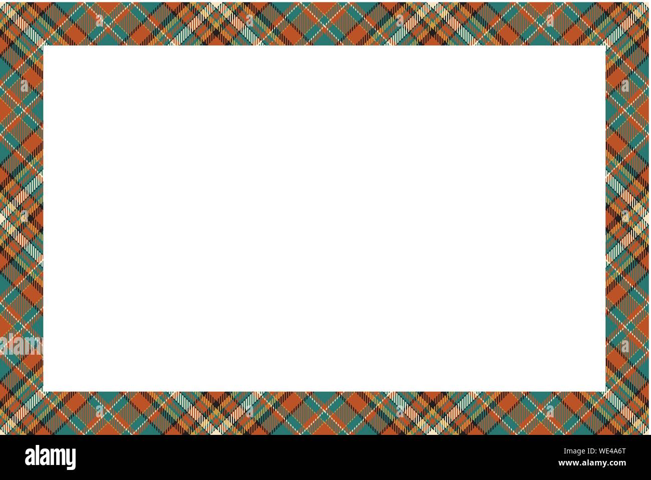 Vintage frame vector. Scottish border pattern retro style. Beauty empty ...