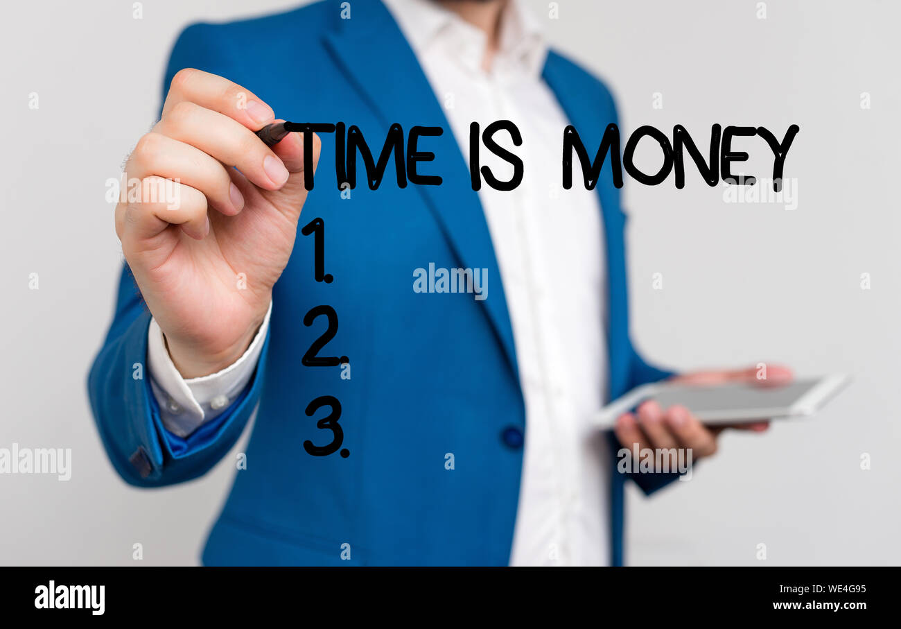 Conceptual hand writing showing Time Is Money. Concept meaning time is ...