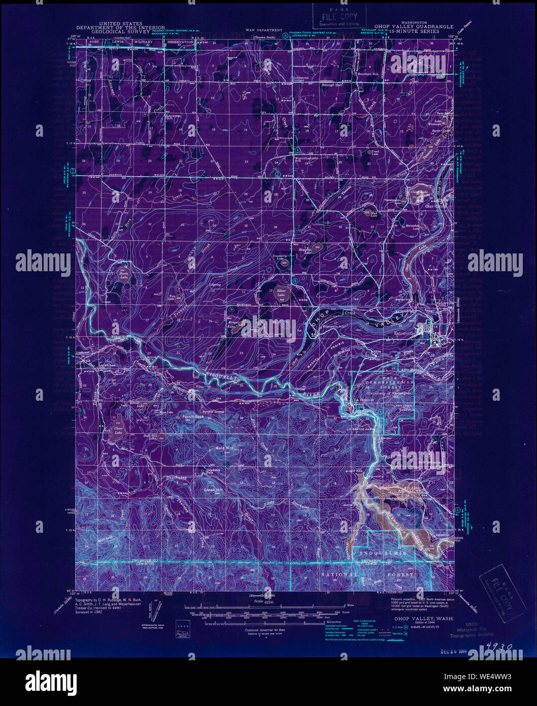 USGS Topo Map Washington State WA Ohop Valley 242906 1944 62500 ...