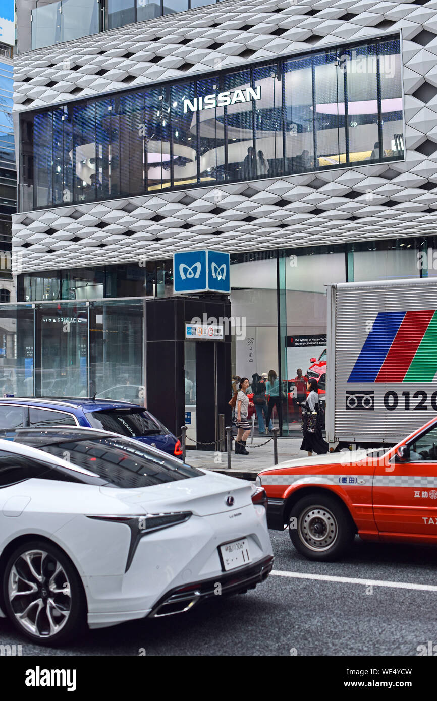 The Nissan Storefront in Ginza on August 30, 2019 in Tokyo, Japan. The ...