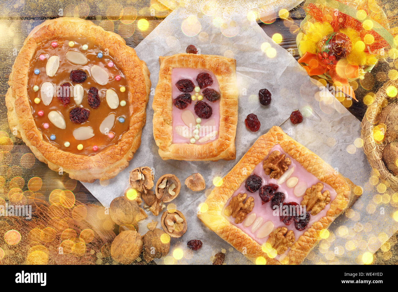 Mazurek traditional polish easter cake on wooden background Stock Photo ...