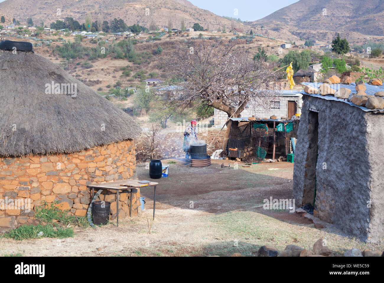Ramabanta, Lesotho - September 20, 2017: african woman in traditional ...