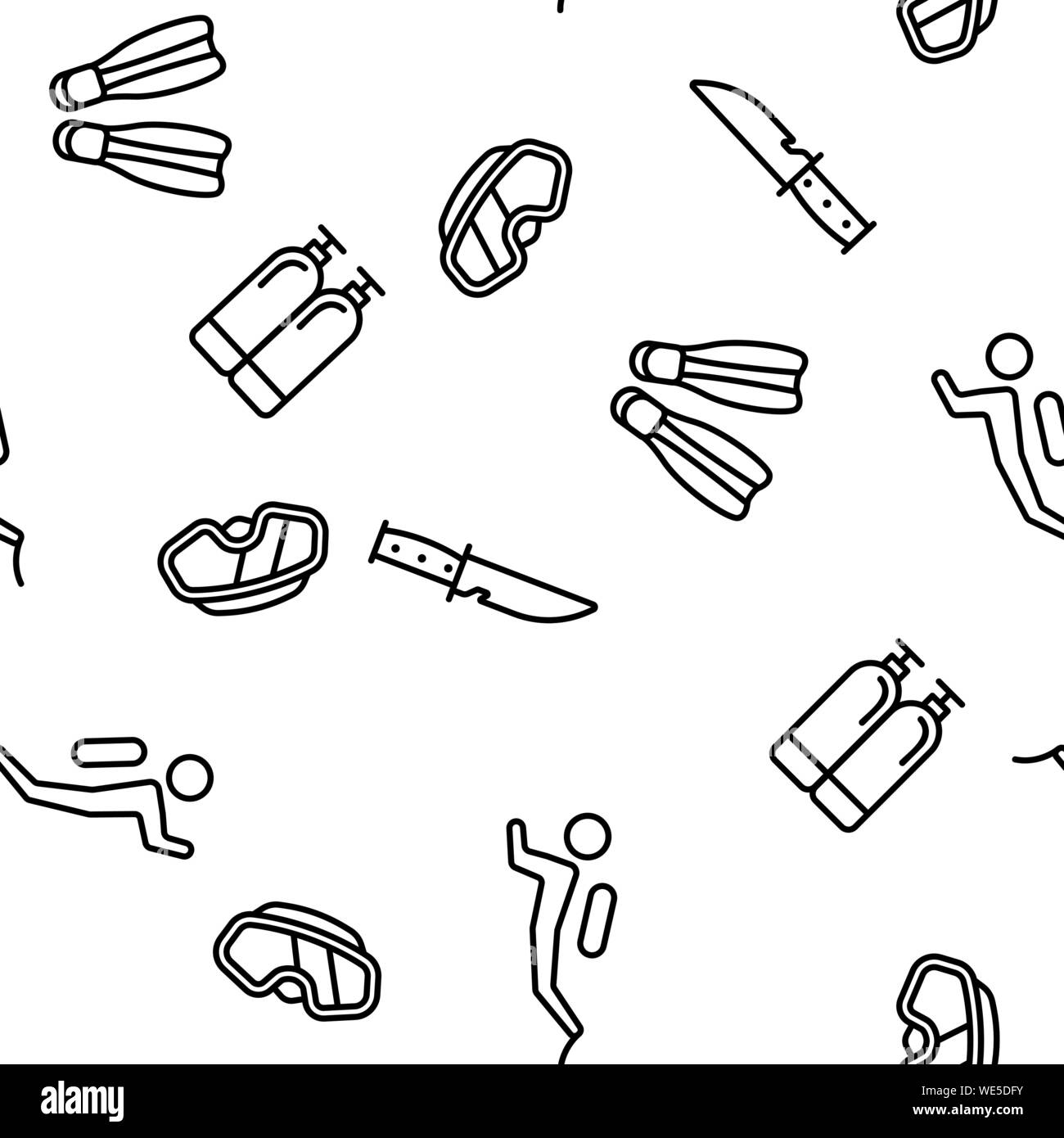 Scuba Diving Equipment Vector Seamless Pattern Stock Vector Image & Art ...