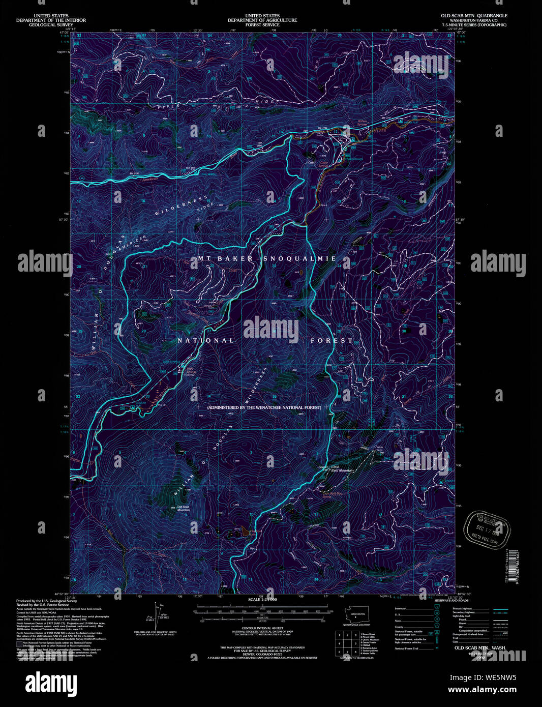 USGS Topo Map Washington State WA Old Scab Mtn 242931 1992 24000 ...