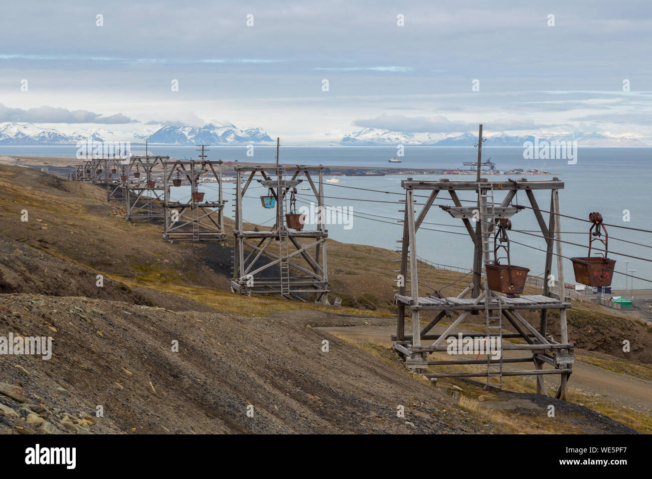 ancient construction (Taubane) for coal transport, Longyearbyen ...