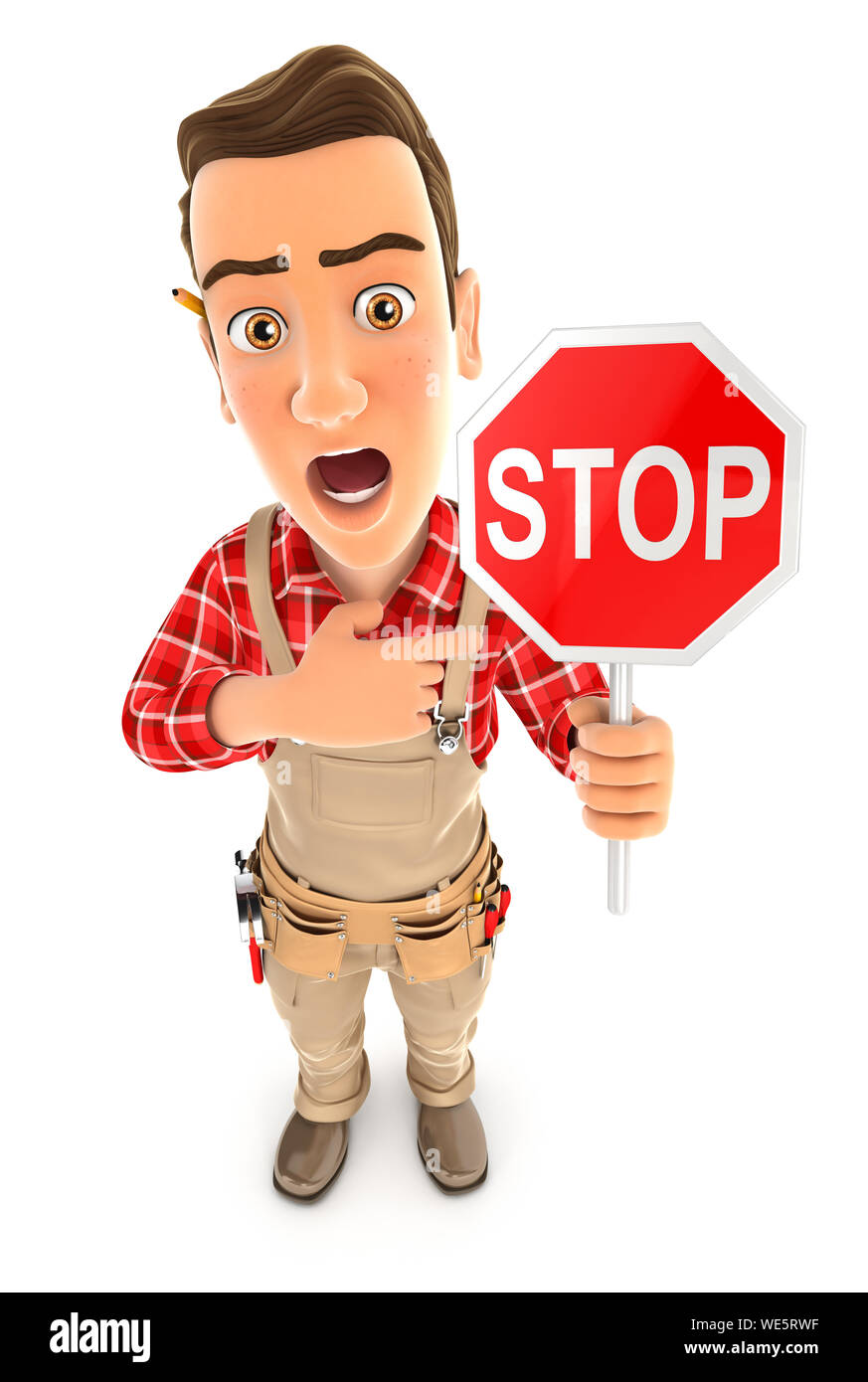 3d man stop sign illustration hi-res stock photography and images - Alamy