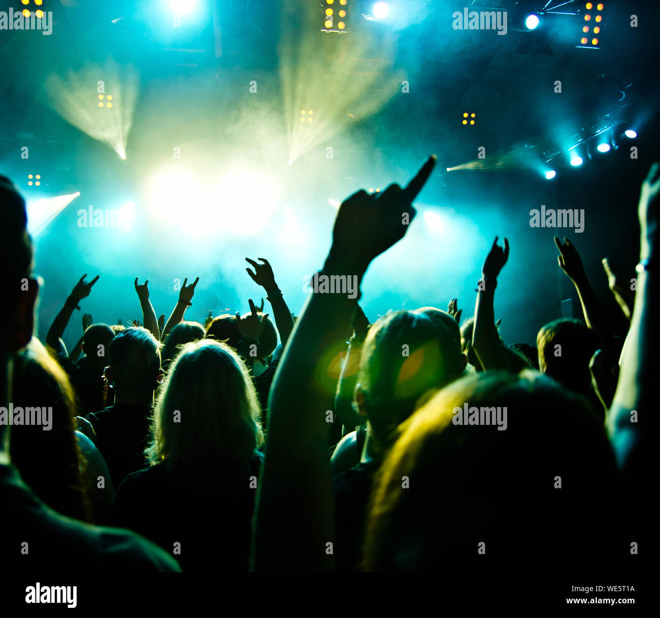 Crowd Enjoying At Music Concert At Night Stock Photo - Alamy