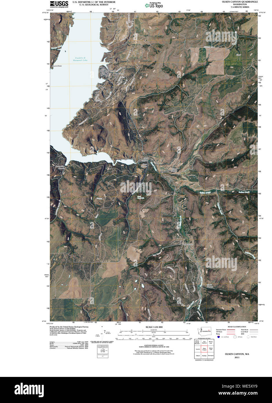 USGS Topo Map Washington State WA Olsen Canyon 20110401 TM Restoration ...