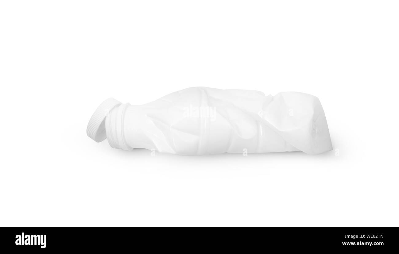 Simple deformed plastic bottle isolated on a white background Stock ...