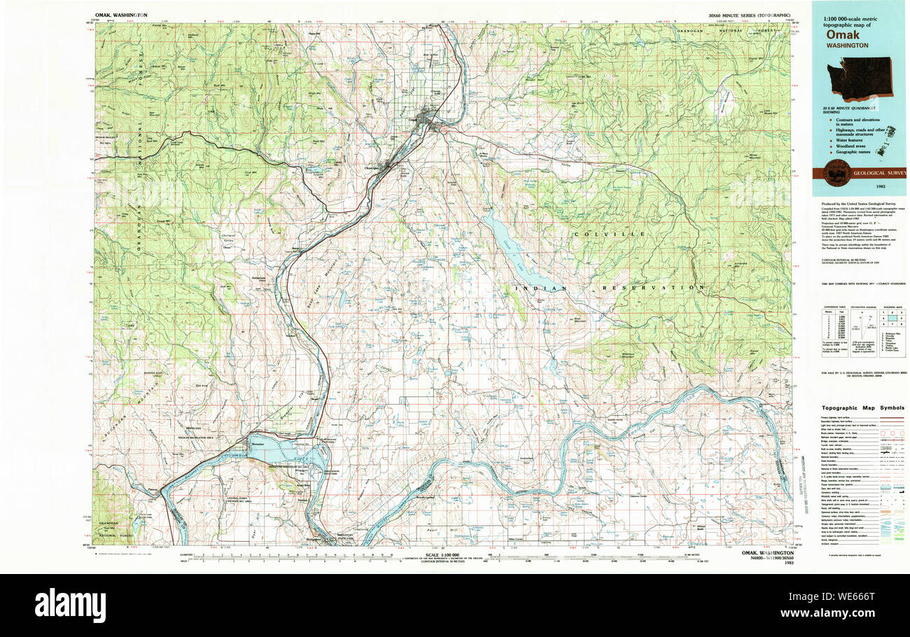 Map of omak washington state hi-res stock photography and images - Alamy