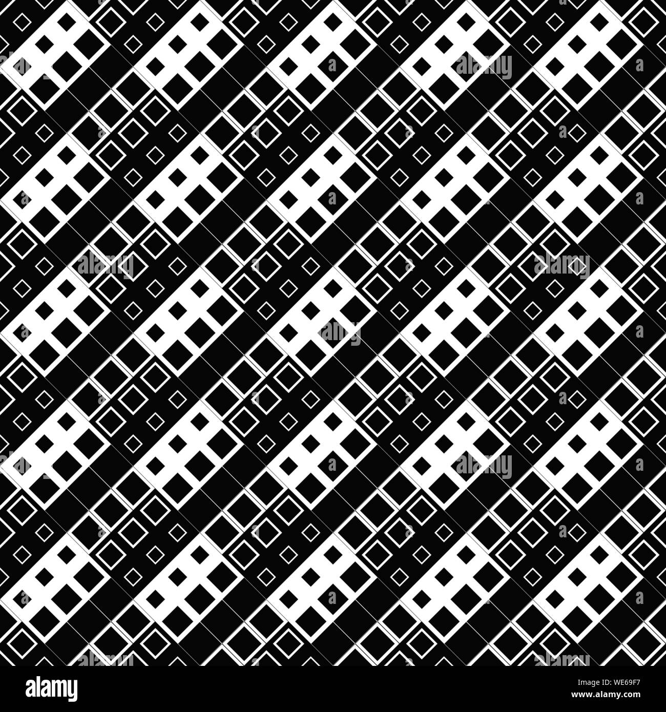 Seamless square pattern background - geometrical repeating abstract black and white vector ...