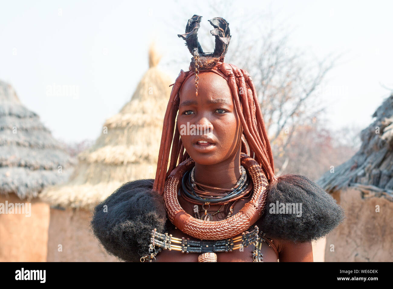Otjikandero Himba Village, Namibia - September 8, 2017: Beautiful himba ...