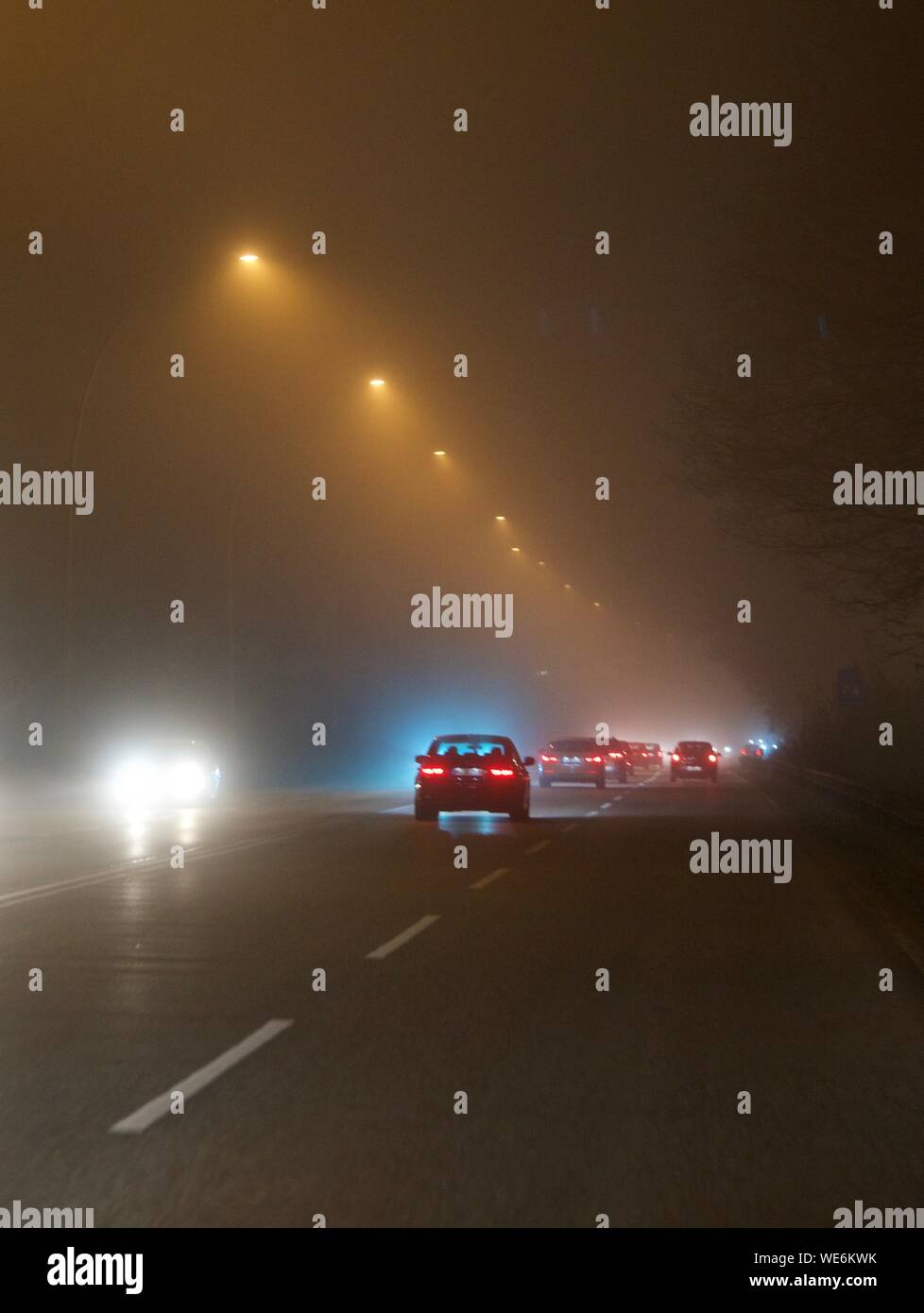 Car Moving On Road At Night Stock Photo - Alamy