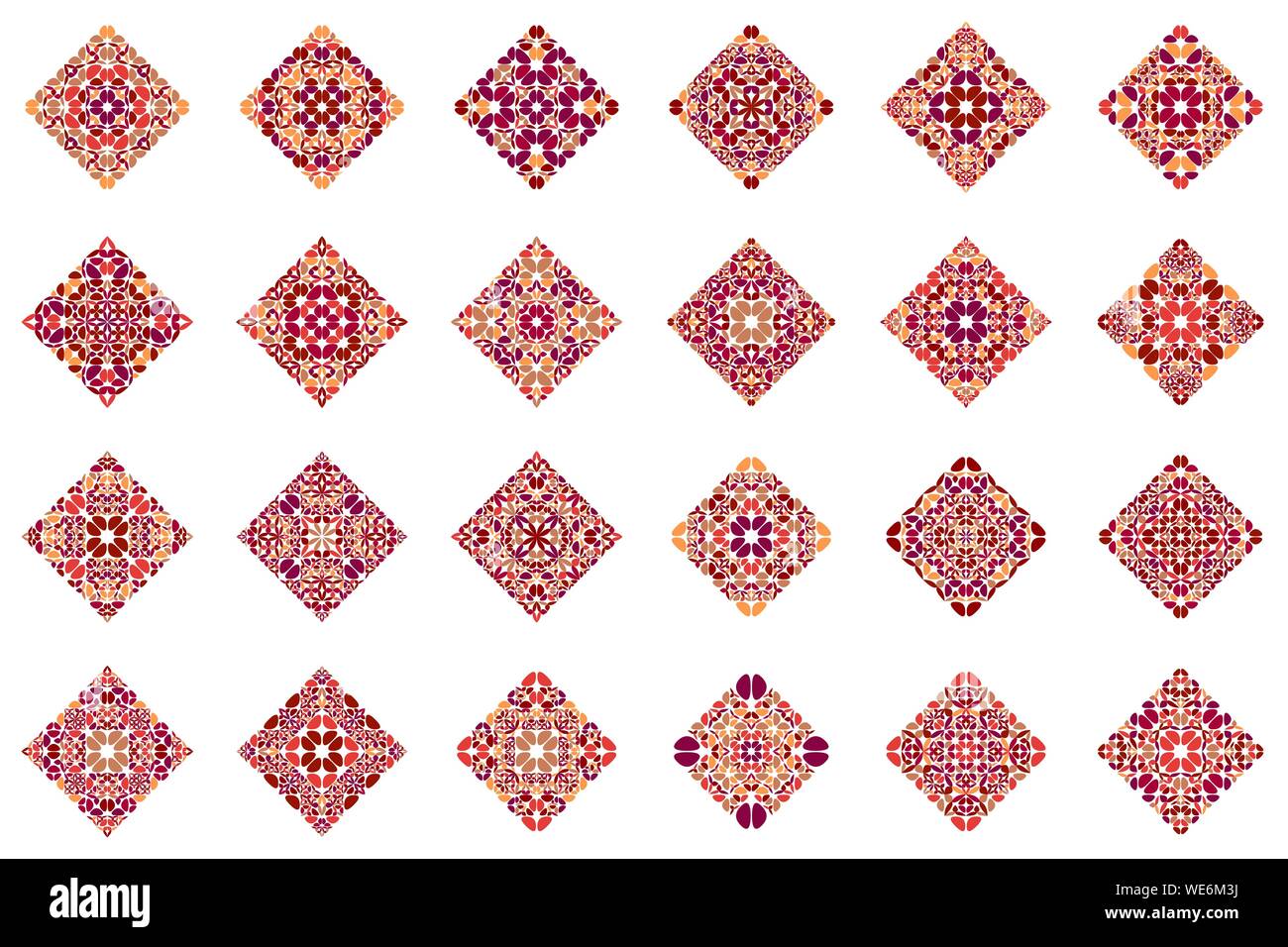 Isolated geometrical floral square shape set - abstract ornamental ...