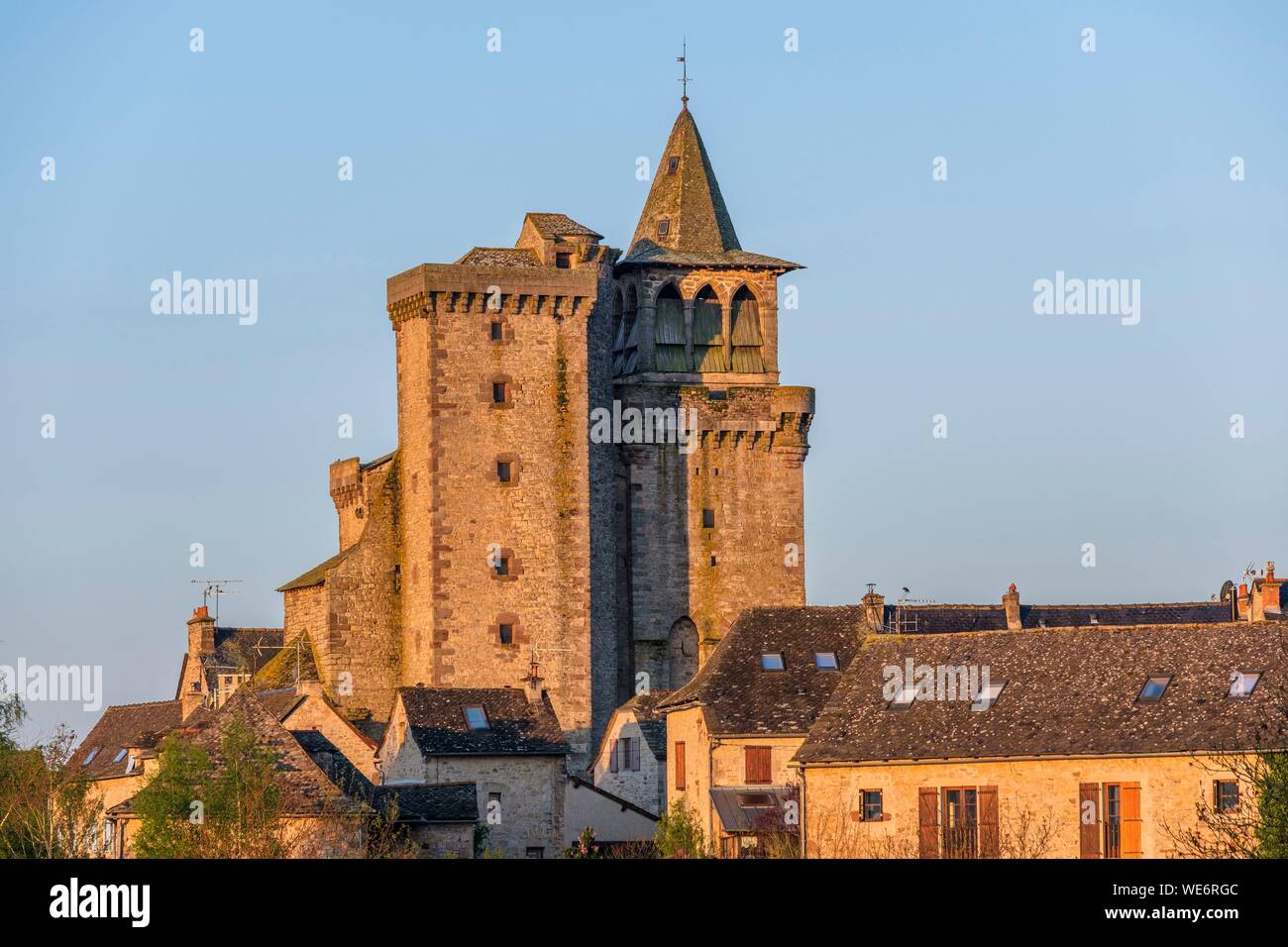 France, Aveyron, Sainte Radegonde, fortified church Stock Photo - Alamy