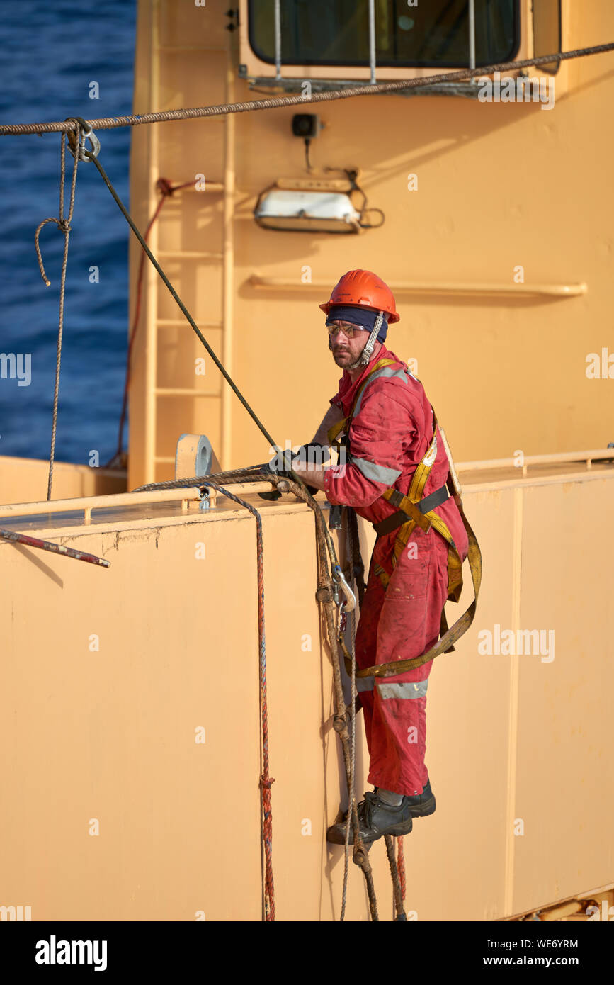 Atlantic Ocean, Open Sea - Circa March 2019: International Ships Crew ...