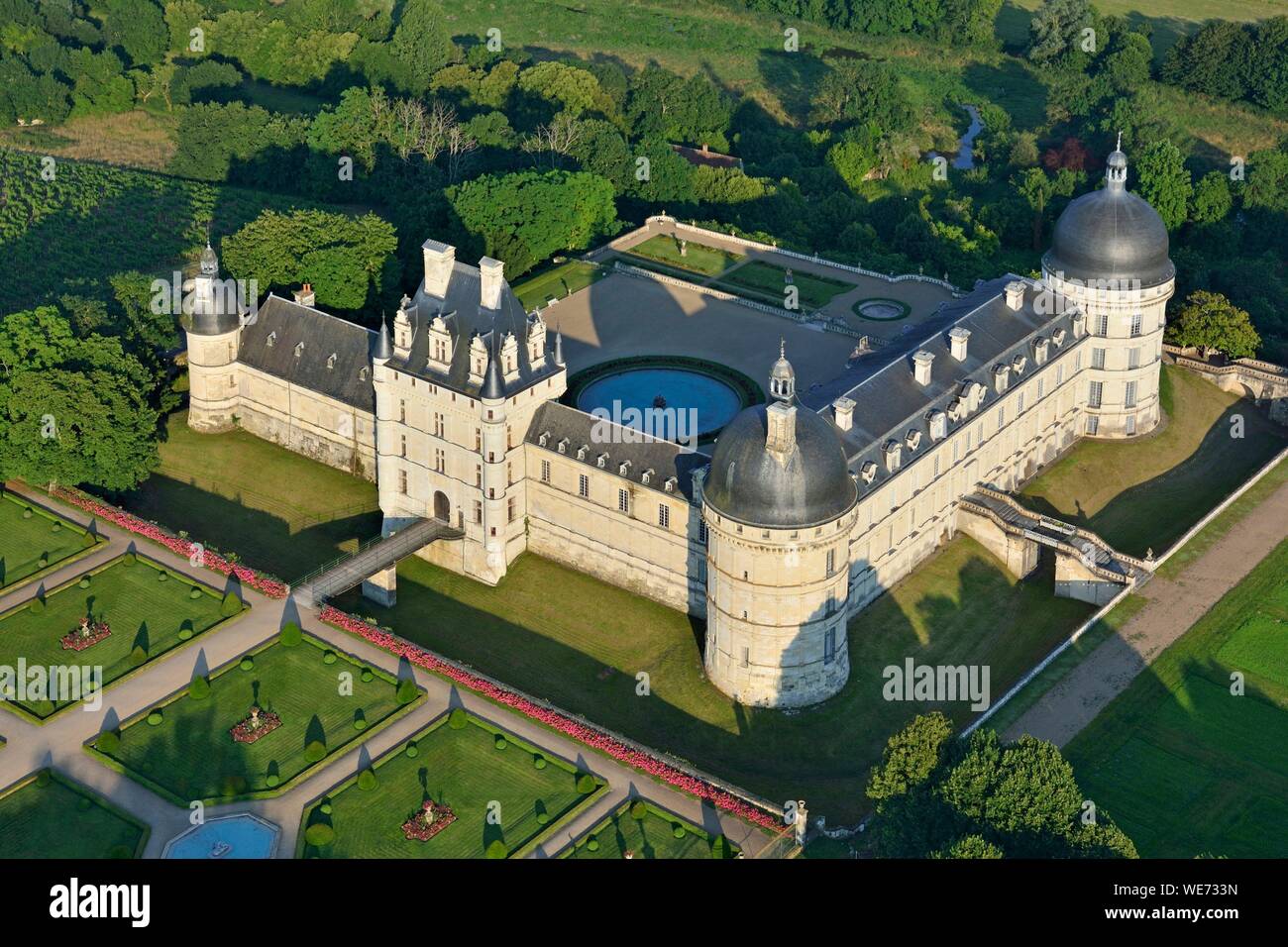 France, Indre, Berry, Loire Castles, Chateau de Valencay (aerial view ...