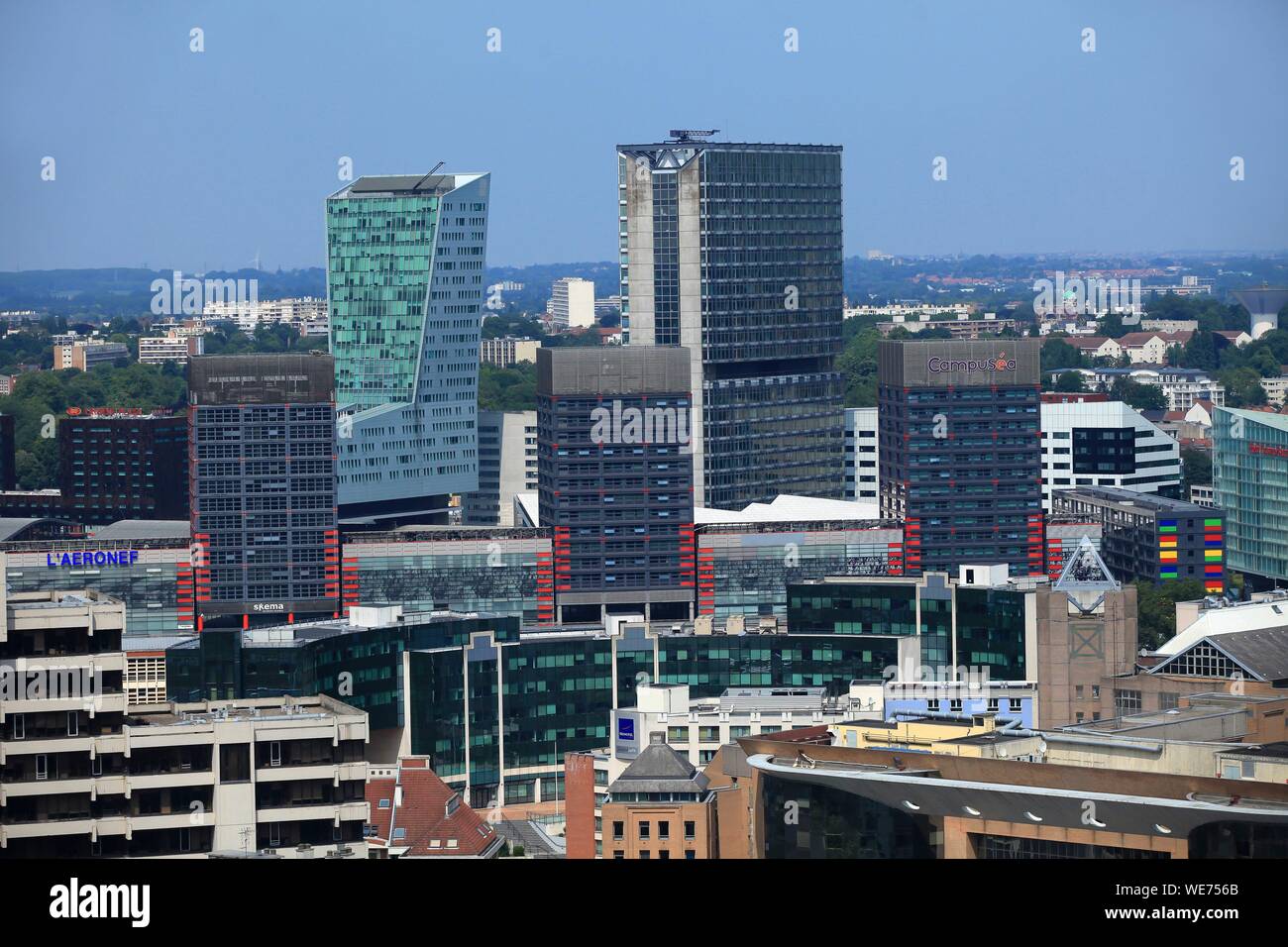 France, Nord, Lille, the Euralille district seen from the top of the ...