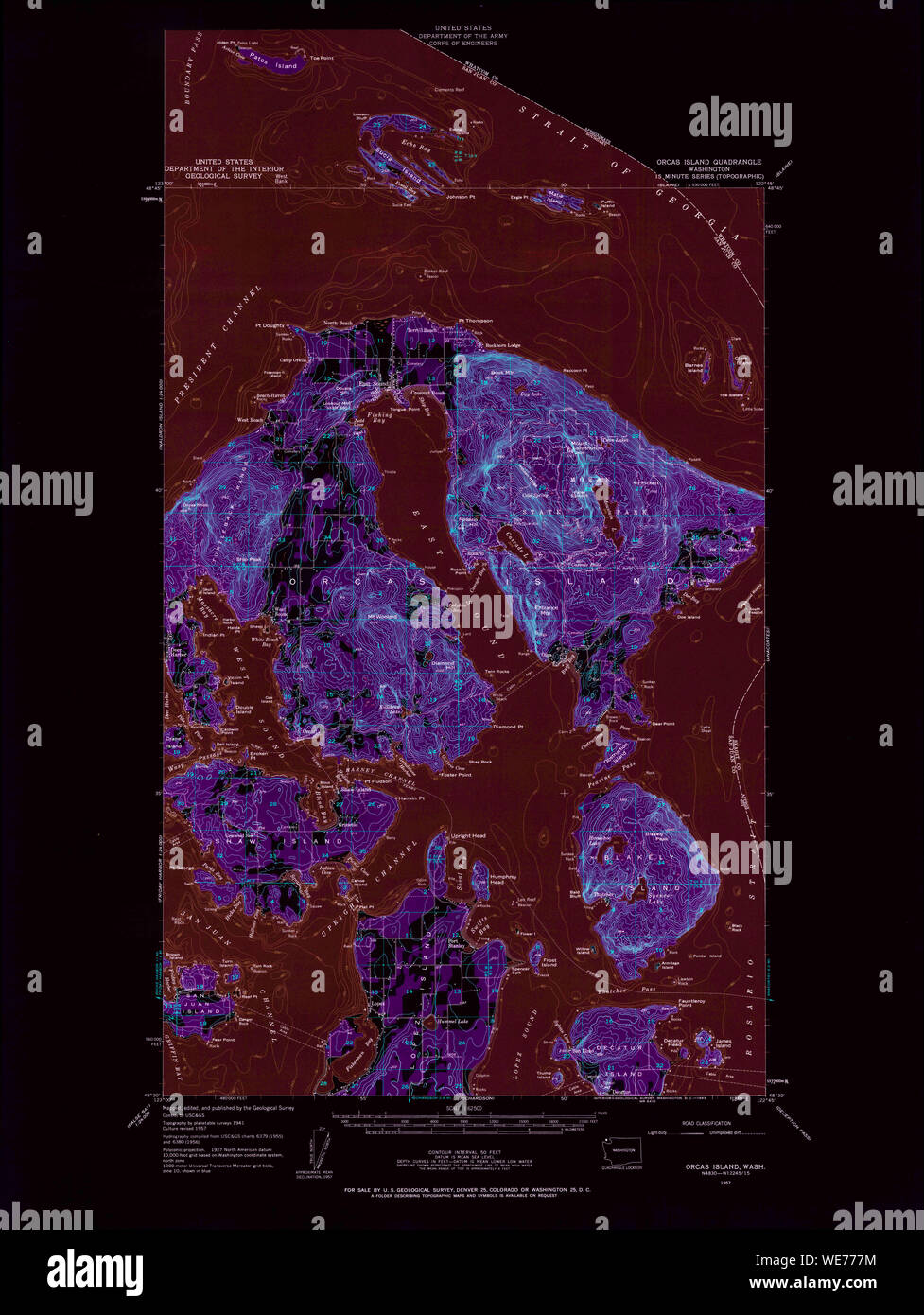Orcas island map hi-res stock photography and images - Alamy