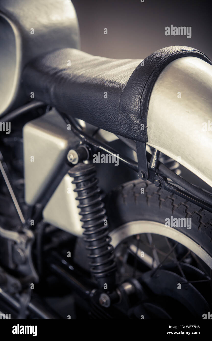 Close up shot of a vintage motorcycle seat Stock Photo - Alamy
