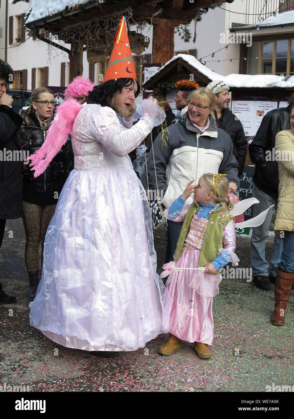 Switzerland, Valais Canton, Val d'Herens, Evolene, Mardi Gras carnival ...