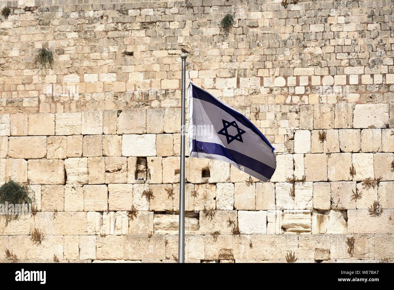 Flag of Israel, Western Wall Stock Photo - Alamy