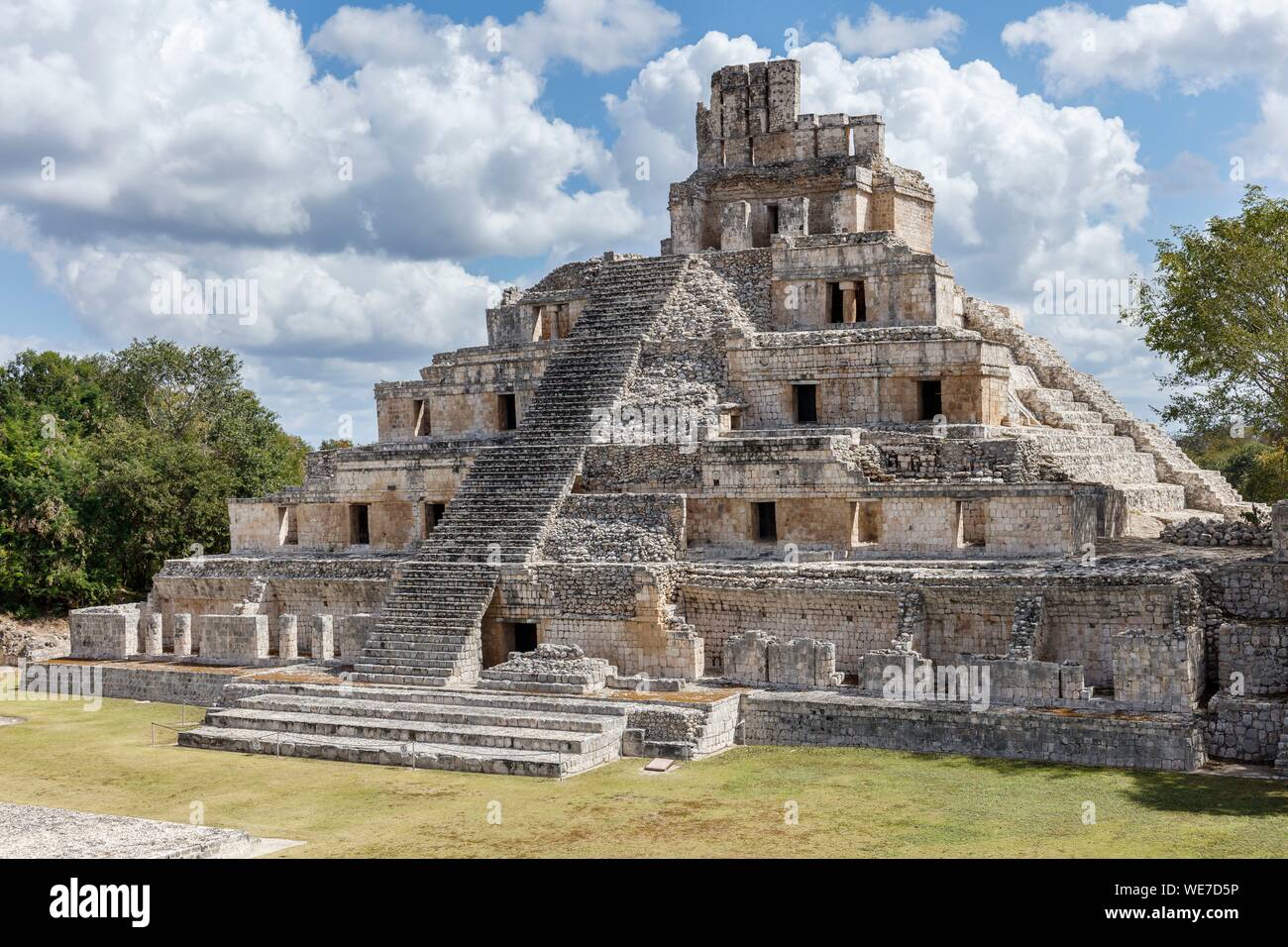 Mexico, Campeche state, Edzna, Maya archaeological site, temple of the ...