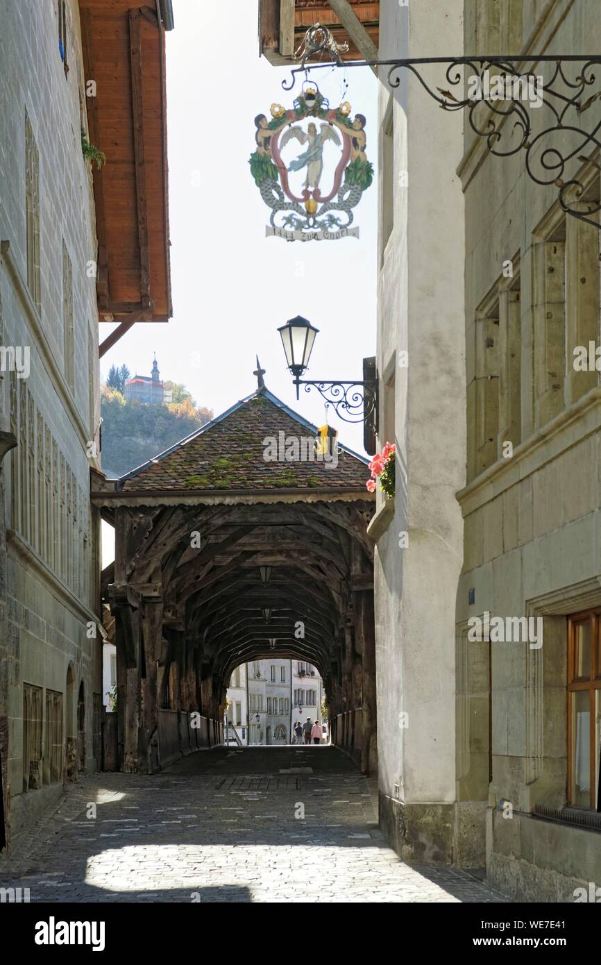 Switzerland, Canton of Fribourg, Fribourg, Sarine River (Saane River ...