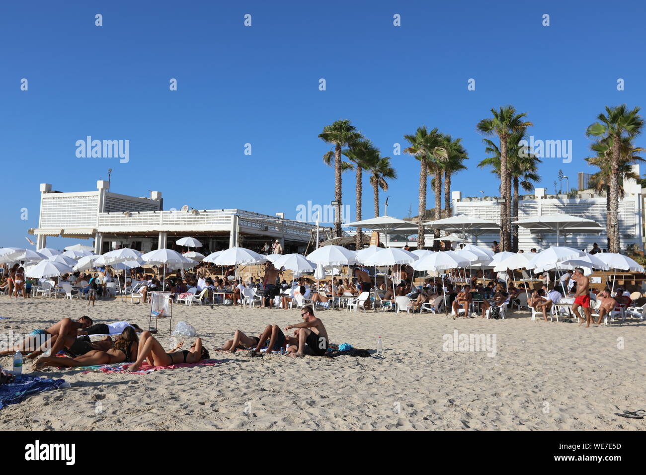Israeli Beaches People Having Fun In Summer, Sun And Sea Stock Photo ...