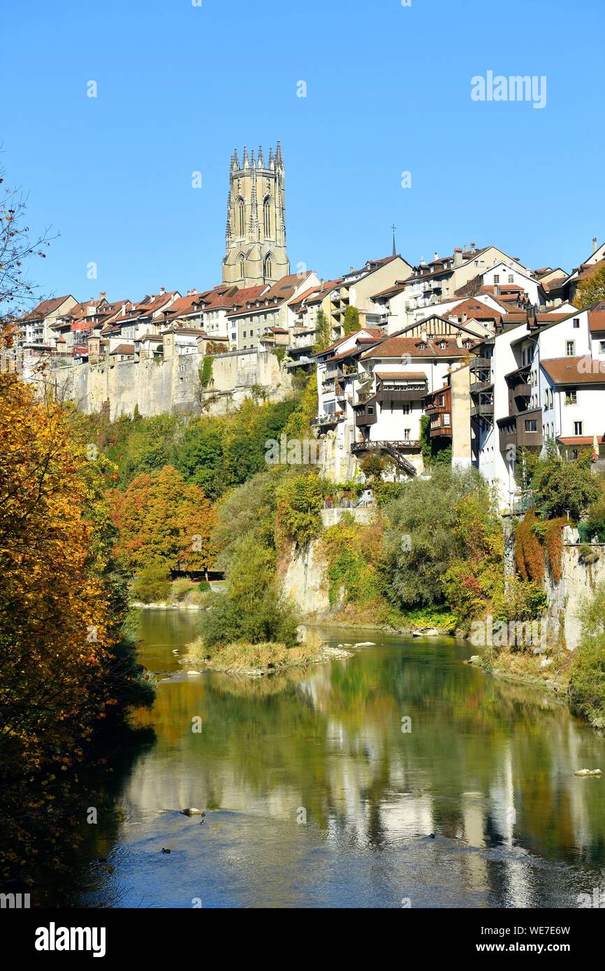 Switzerland, Canton of Fribourg, Fribourg, Sarine River (Saane River ...