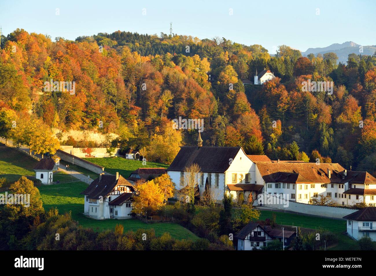 Switzerland, Canton of Fribourg, Fribourg, Montorge Convent Stock Photo ...