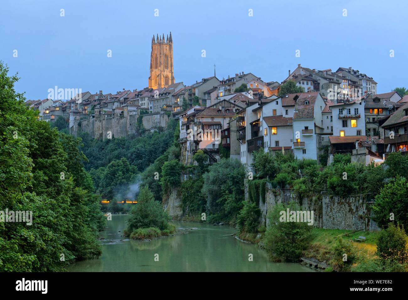 Switzerland, Canton of Fribourg, Fribourg, Sarine River (Saane River ...