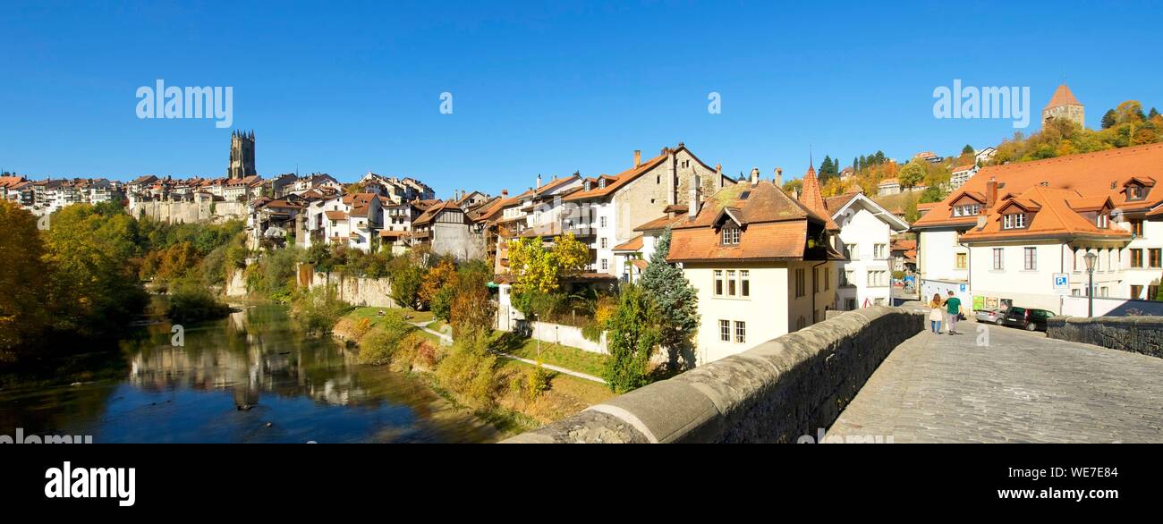 Switzerland, Canton of Fribourg, Fribourg, Sarine River (Saane River ...