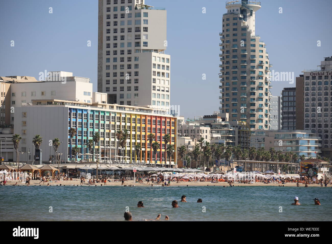 Israeli Beaches People Having Fun In Summer, Sun And Sea Stock Photo ...