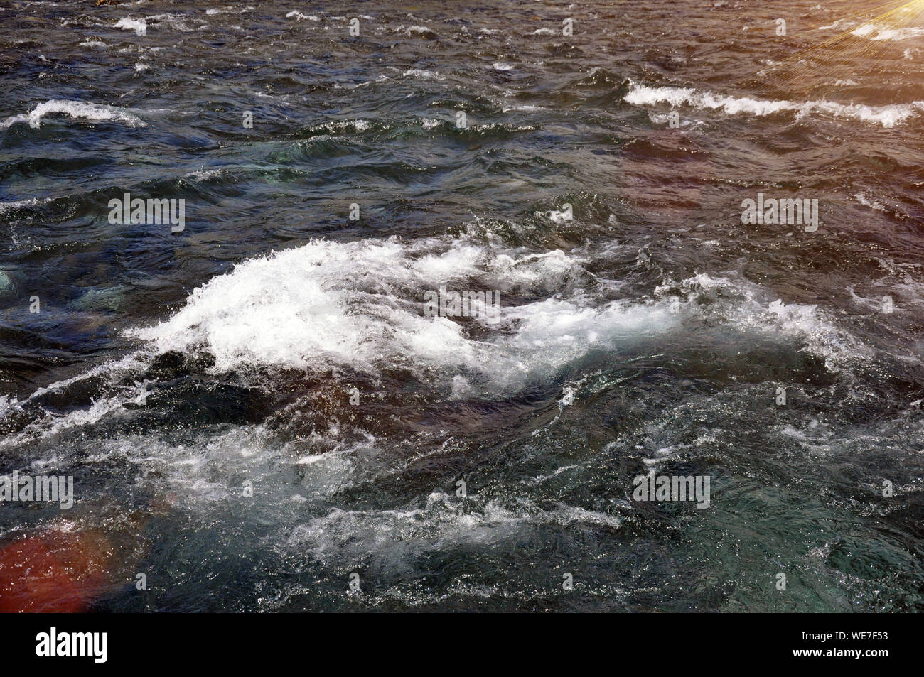 Water of a fast mountain river with rapids. Background, texture Stock ...