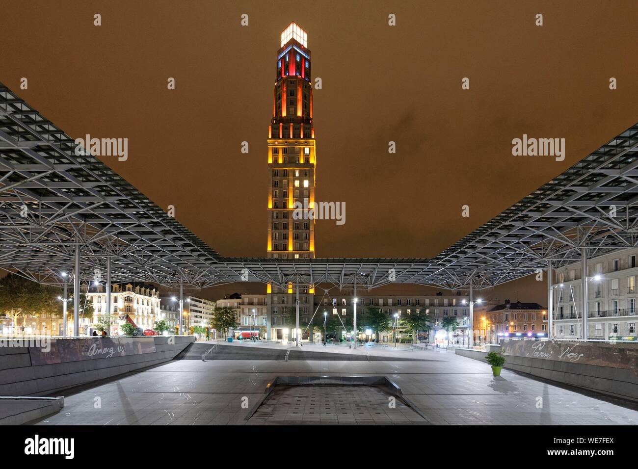 France, Somme, Amiens, Alphonse Fiquet square, Perret Tower made with ...