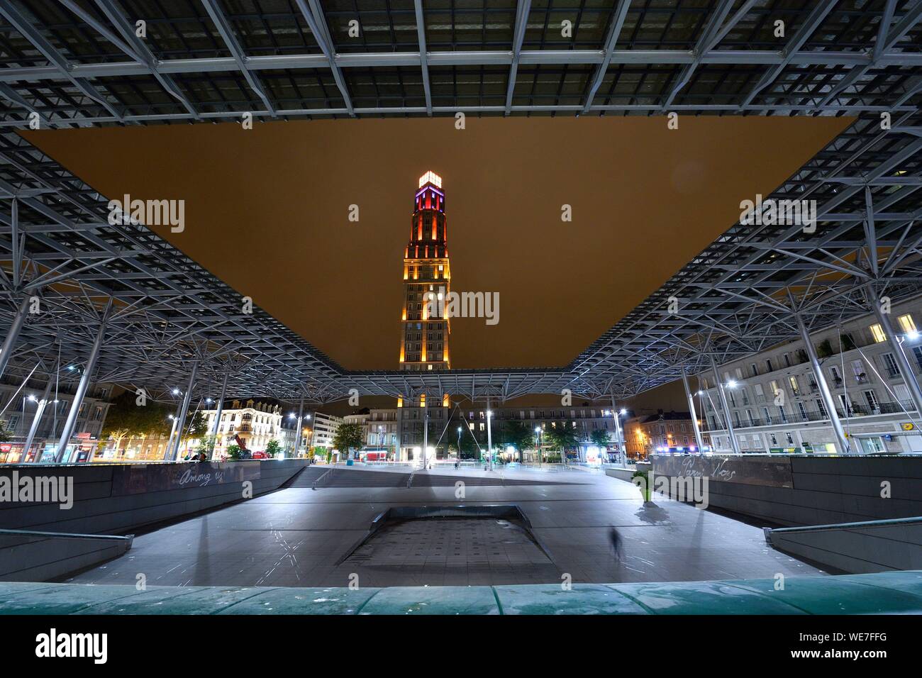 France, Somme, Amiens, Alphonse Fiquet square, Perret Tower made with ...