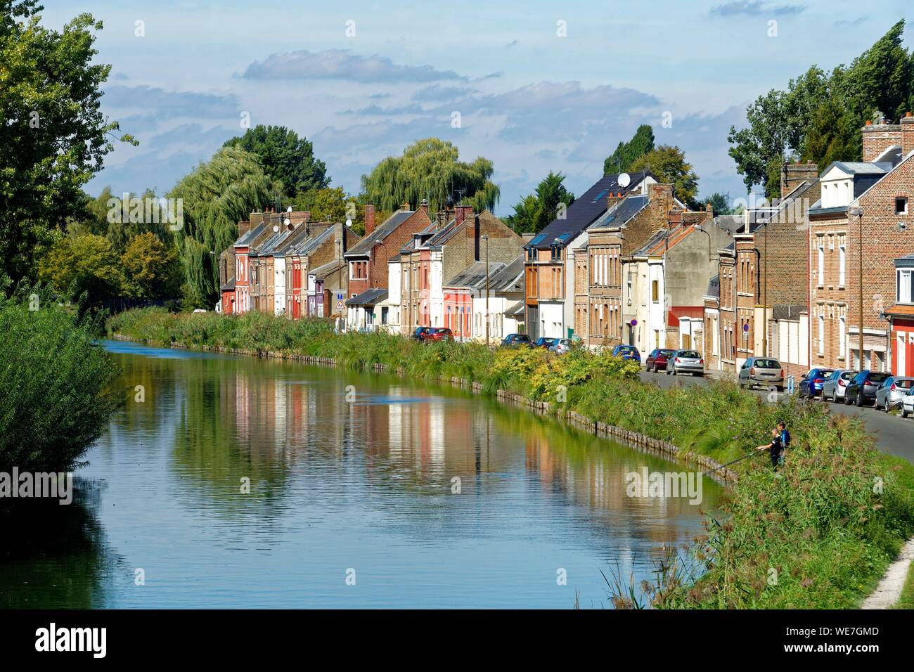 France, Somme, Amiens, Banks of river Somme and quai de la Somme Stock ...