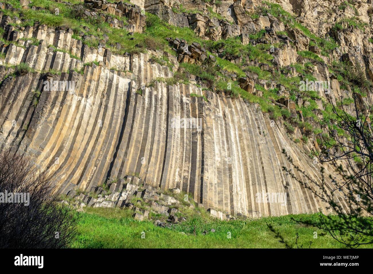 Armenia, Kotayk region, Garni, basalt column formations along the Azat ...