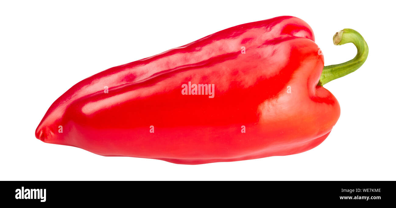 Ripe fresh red pepper isolated on white background with clipping path ...
