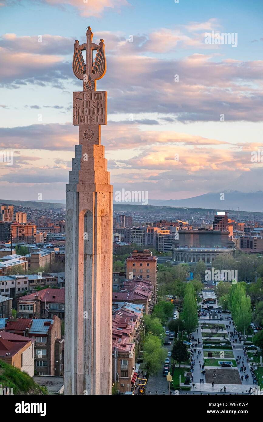 Armenia, Yerevan, panorama from the top of the Cascade, huge staircase ...