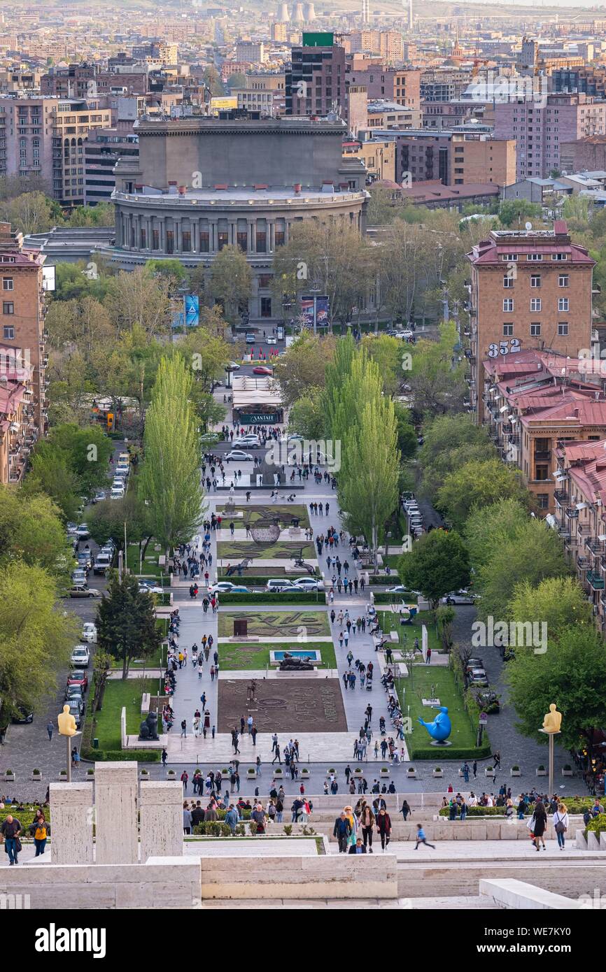 Armenia, Yerevan, panorama from the top of the Cascade, huge staircase ...